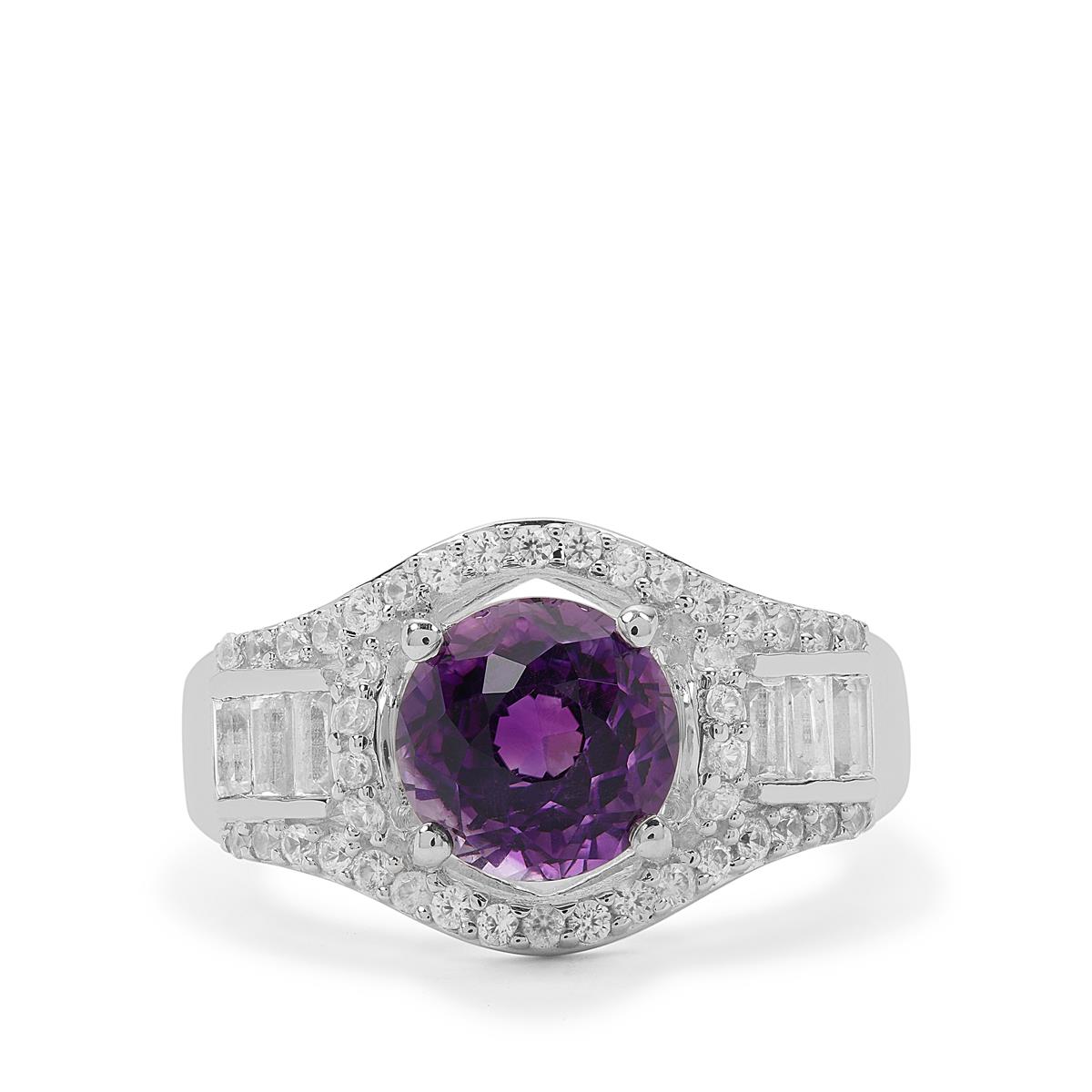Moroccan Amethyst Ring with White Zircon in Sterling Silver 3.55cts ...