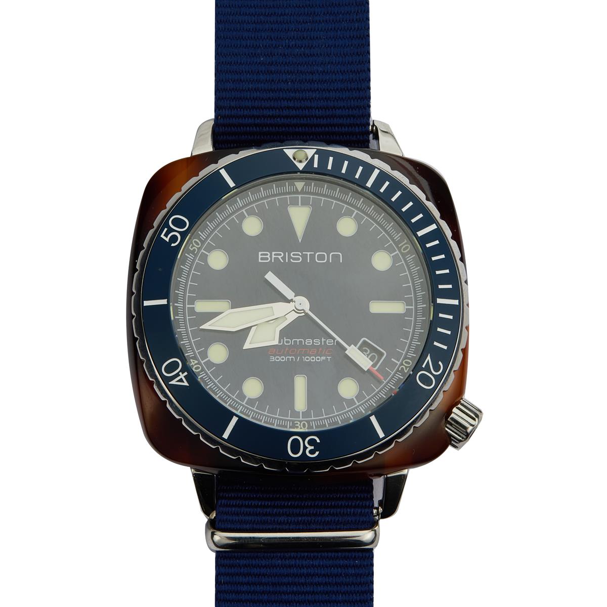 Diver Pro Blue Dial Actetate Blue Nato Strap Watch in Stainless Steel ...