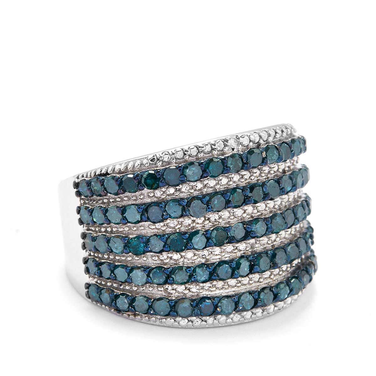 2cts Tavernier Blue Diamond Sterling Silver Ring | Gemporia