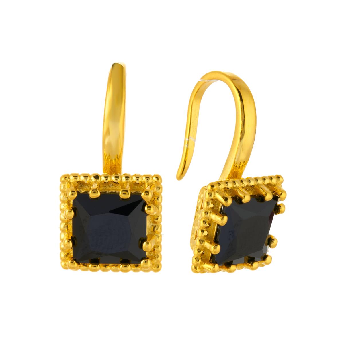 Black Spinel Earrings in Gold Tone Sterling Silver 3ct | Gemporia