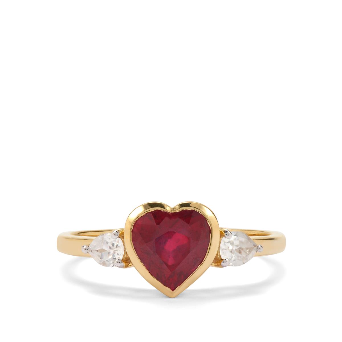 Bemainty Ruby Ring with White Zircon in 9K Gold 2.50cts | Gemporia