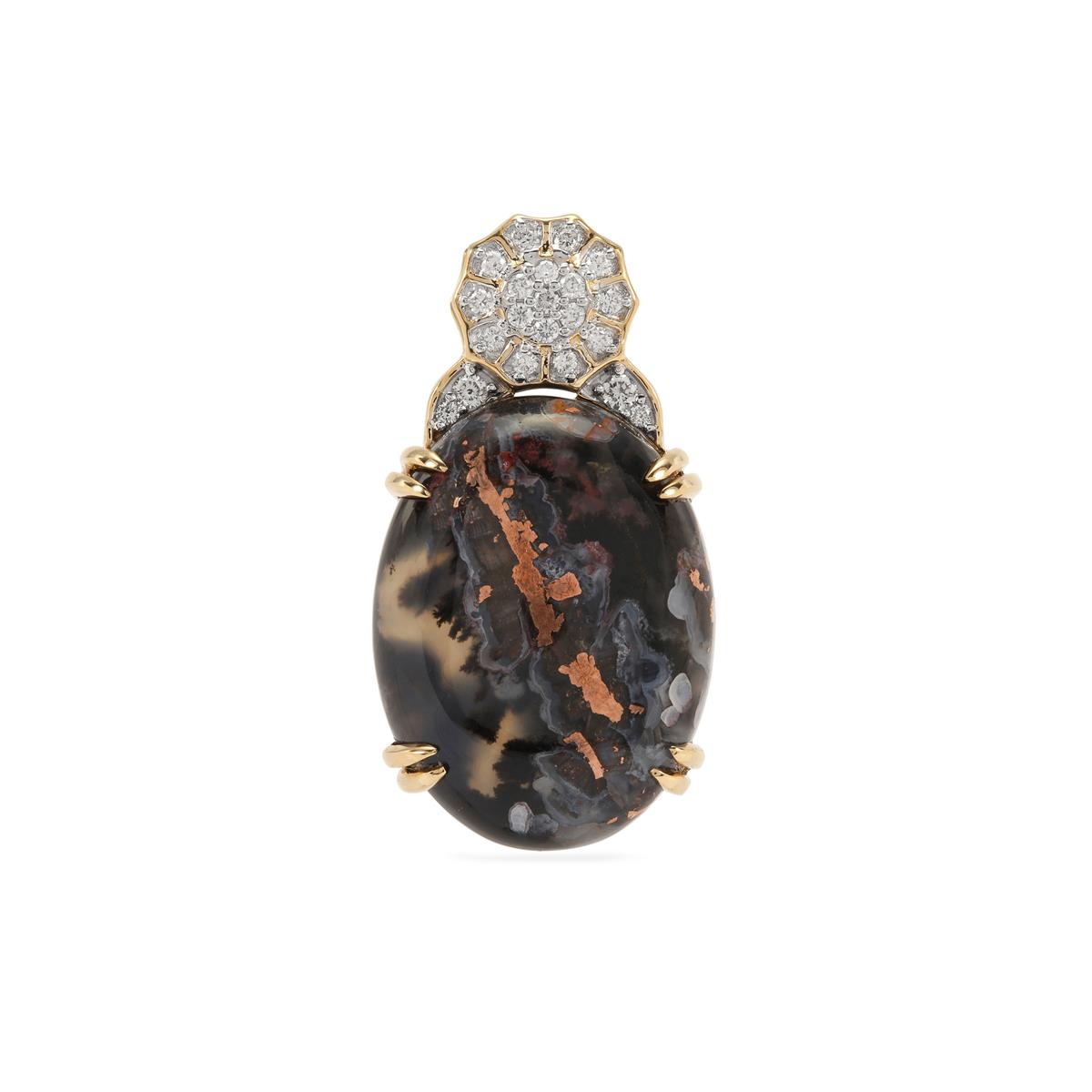 Aquadite Noir Pendant with Diamond in 18K Gold 17.87cts | Gemporia