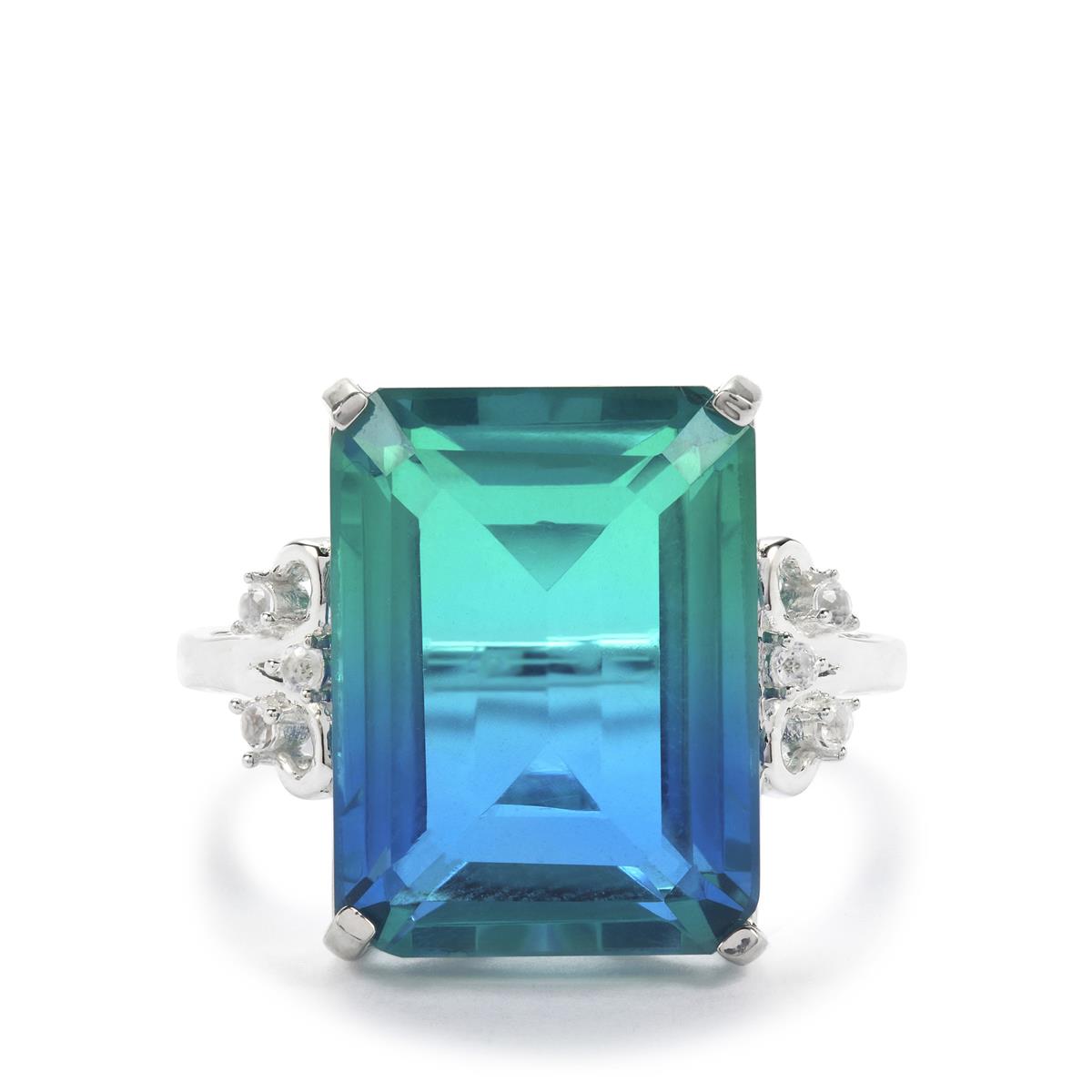 Ocean Quartz Ring with White Topaz in Sterling Silver 12cts | Gemporia