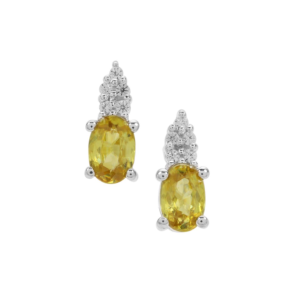 Ambilobe Sphene Earrings with White Zircon in Sterling Silver 1.30cts ...