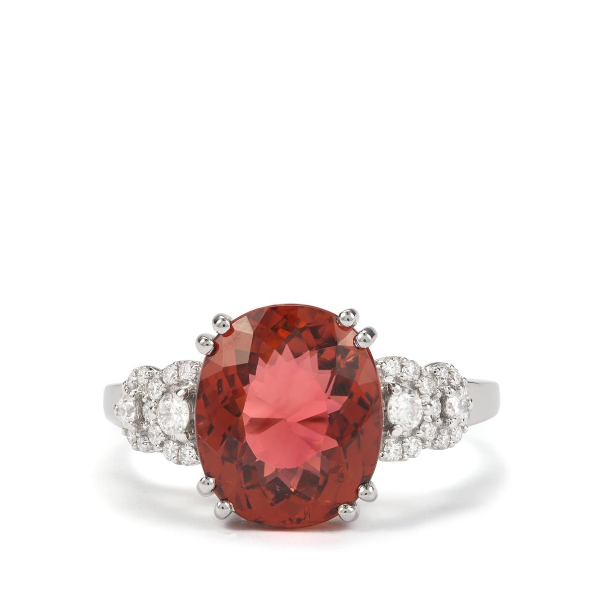 Congo Tourmaline Ring with Diamond in Platinum 950 4.76cts | Gemporia
