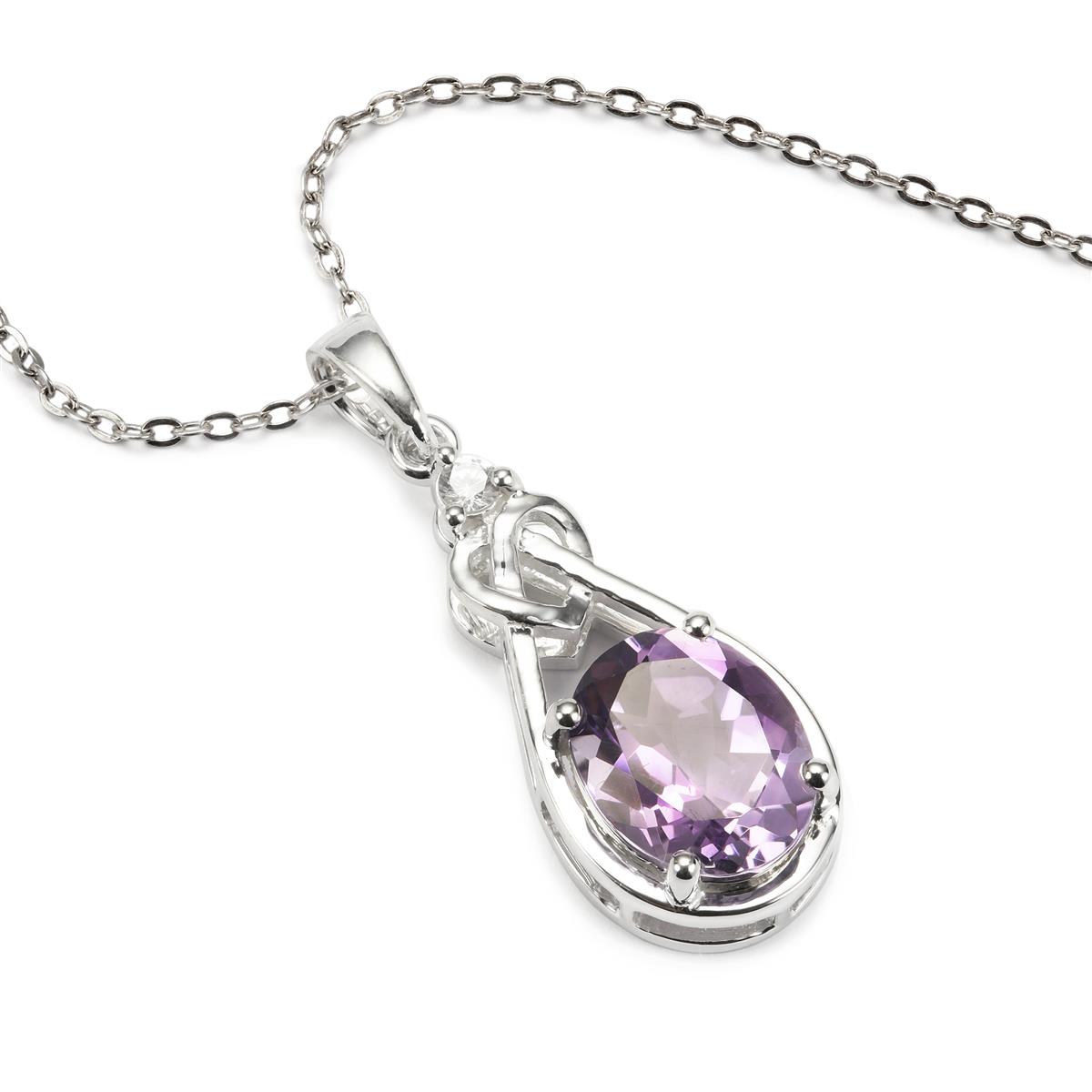 Moroccan Amethyst Pendant with White Zircon in Sterling Silver 2.50cts ...
