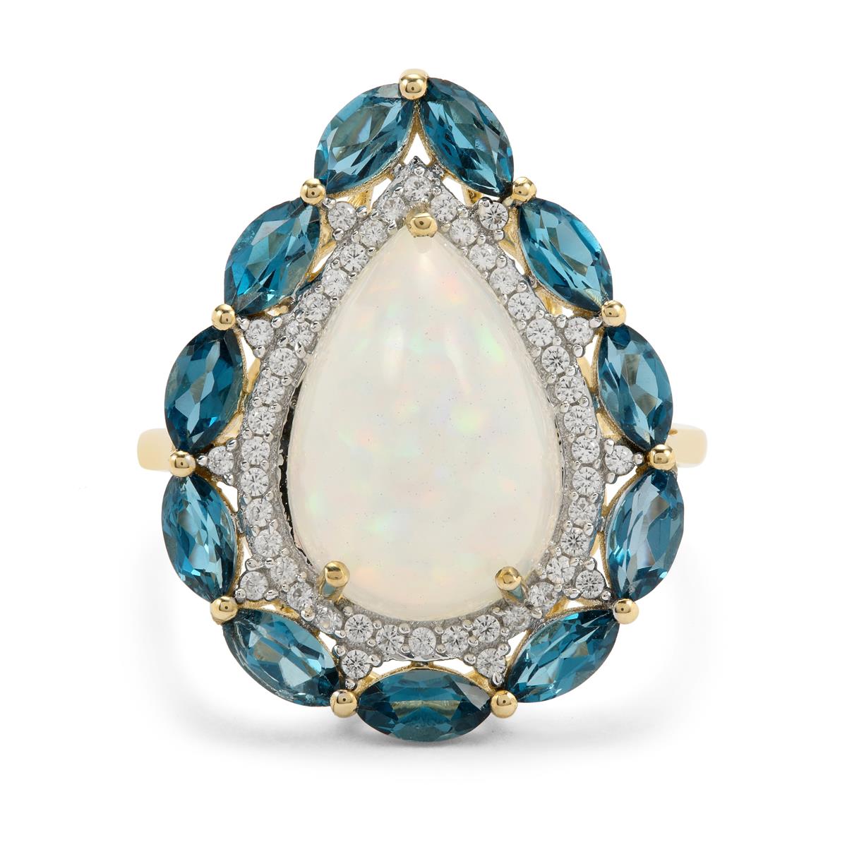 Taylor Swift Inspired Ethiopian Opal, London Blue Topaz & White Zircon ...