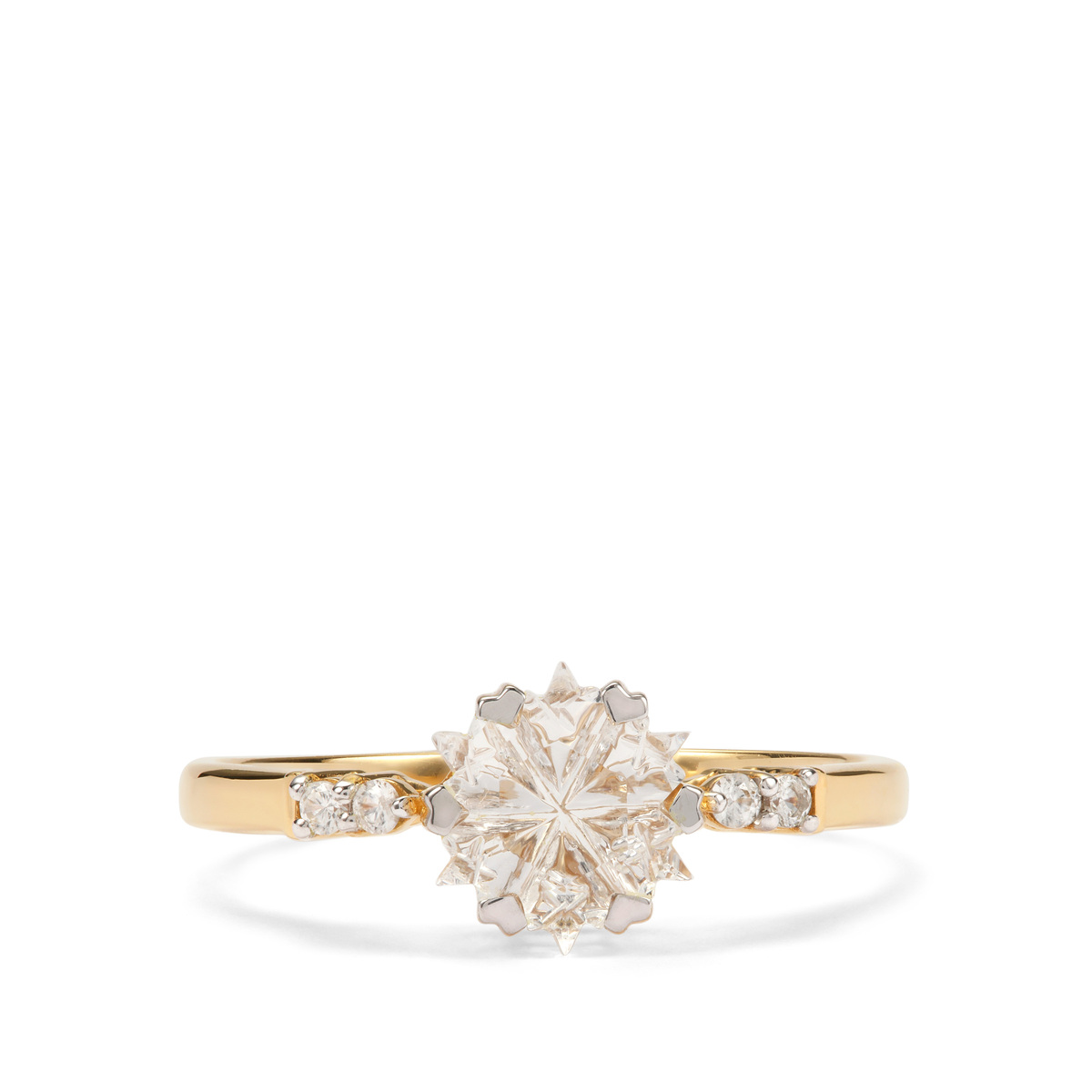 Itinga Petalite Ring with White Zircon in 9K Gold 1ct | Gemporia