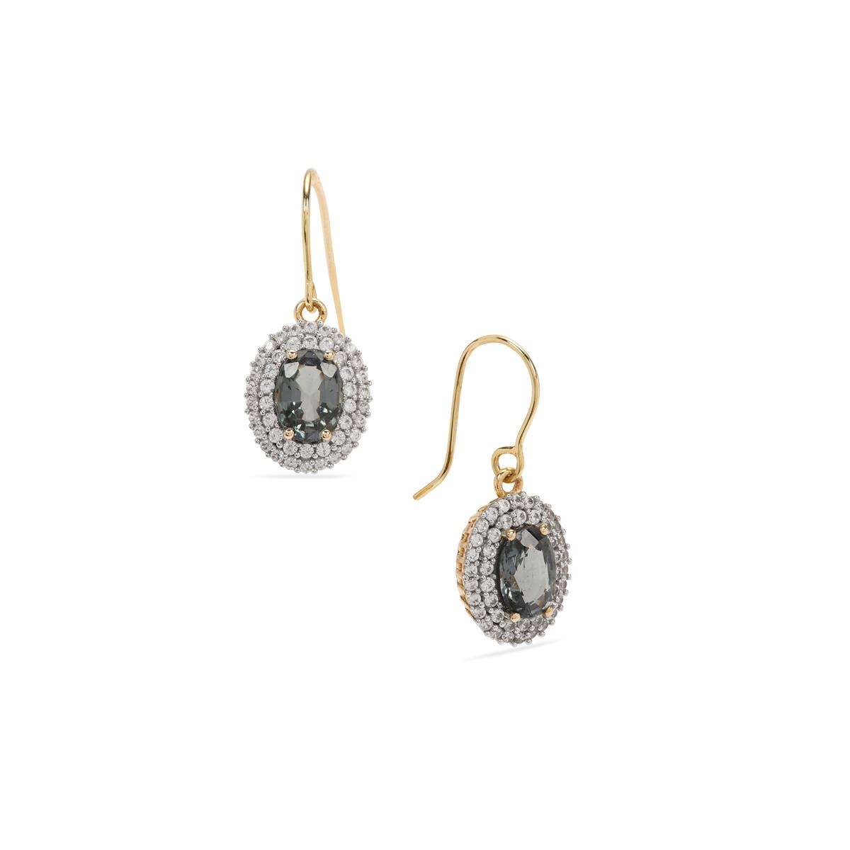 Burmese Grey Spinel Earrings with White Zircon in 9K Gold 2.55cts ...