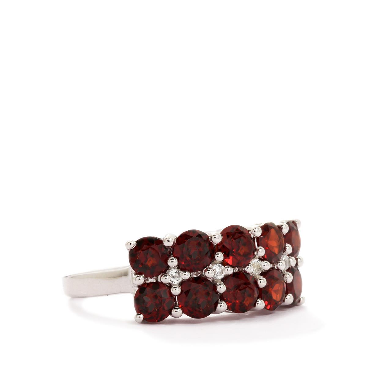 Cuamba Garnet & White Topaz Sterling Silver Ring ATGW 2.80cts | Gemporia