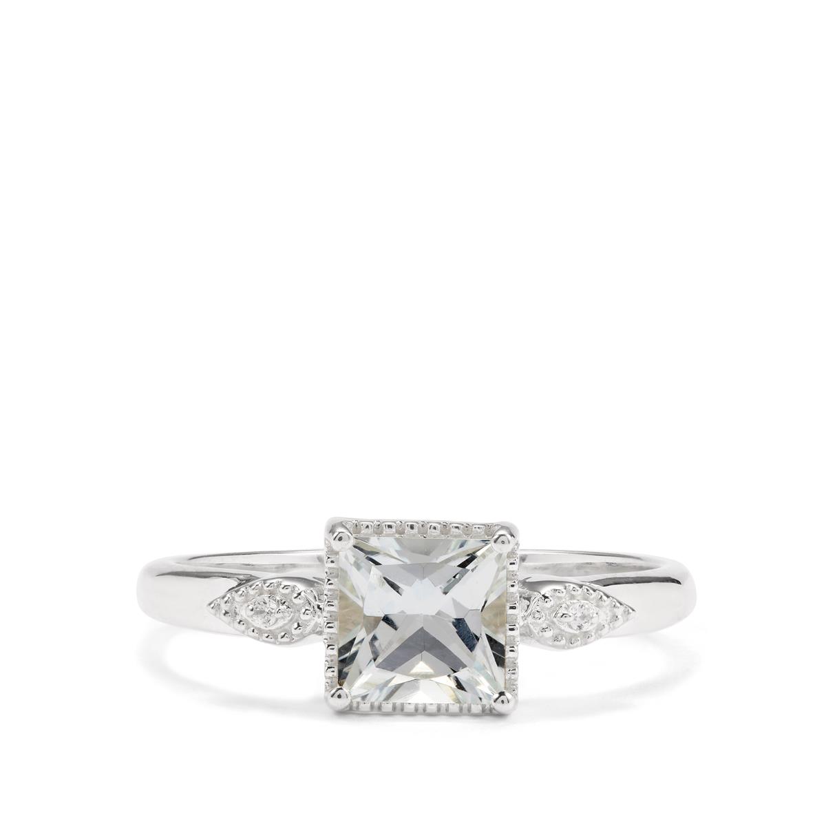 Himalayan Beryl Ring with White Zircon in Sterling Silver 0.97ct | Gemporia