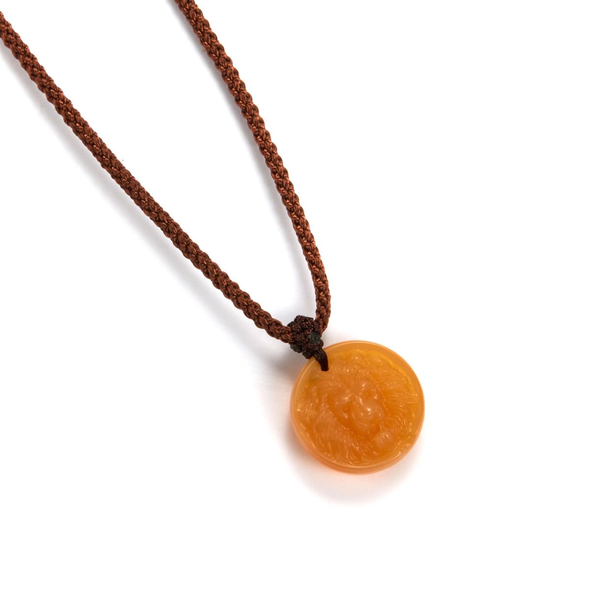 American Fire Opal Carved Lion Rope Necklace 7.15cts | Gemporia