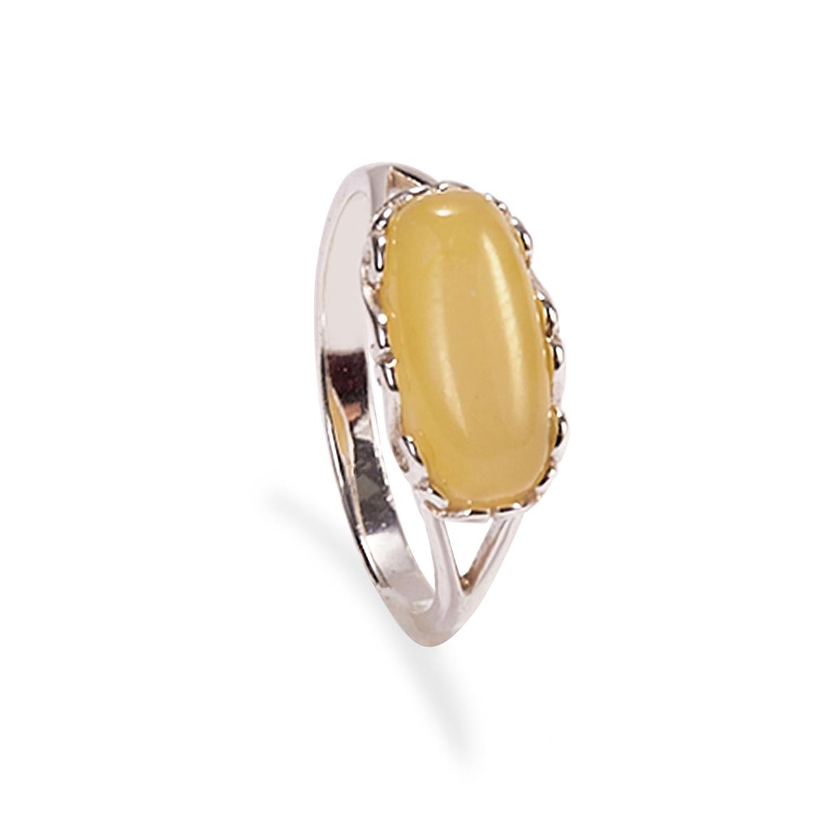 Baltic Butterscotch Amber Ring in Sterling Silver (12 x 6mm) | Gemporia