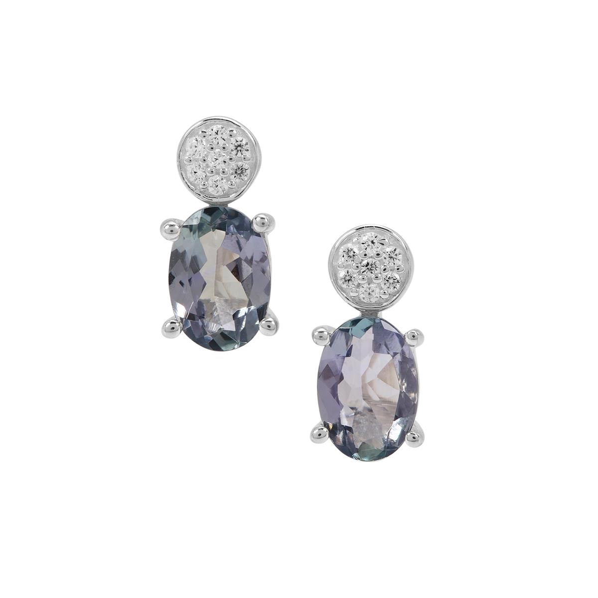 Bi Colour Tanzanite Earrings with White Zircon in Sterling Silver 1 ...