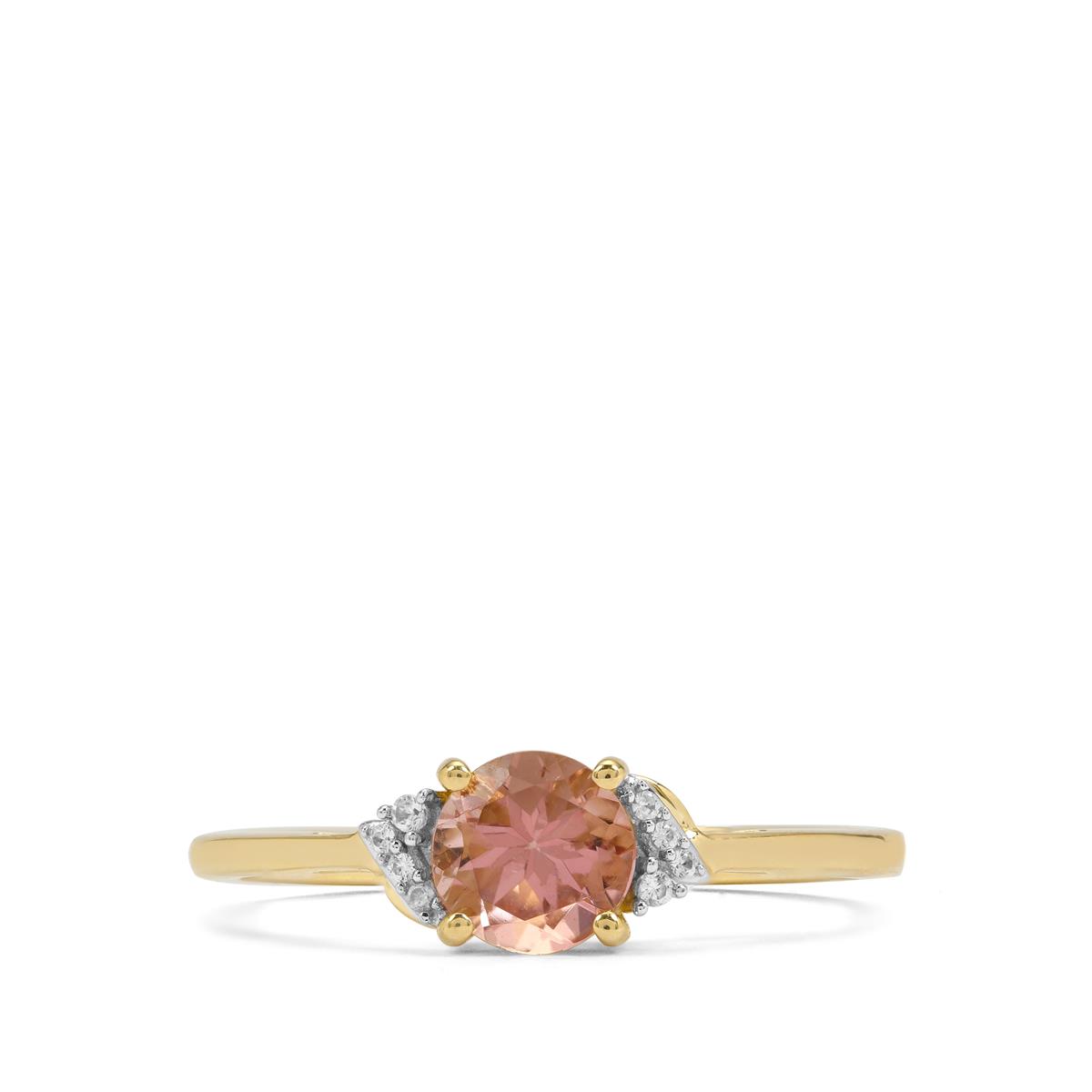 Lotus Tourmaline Ring with White Zircon in 9K Gold 0.75ct | Gemporia