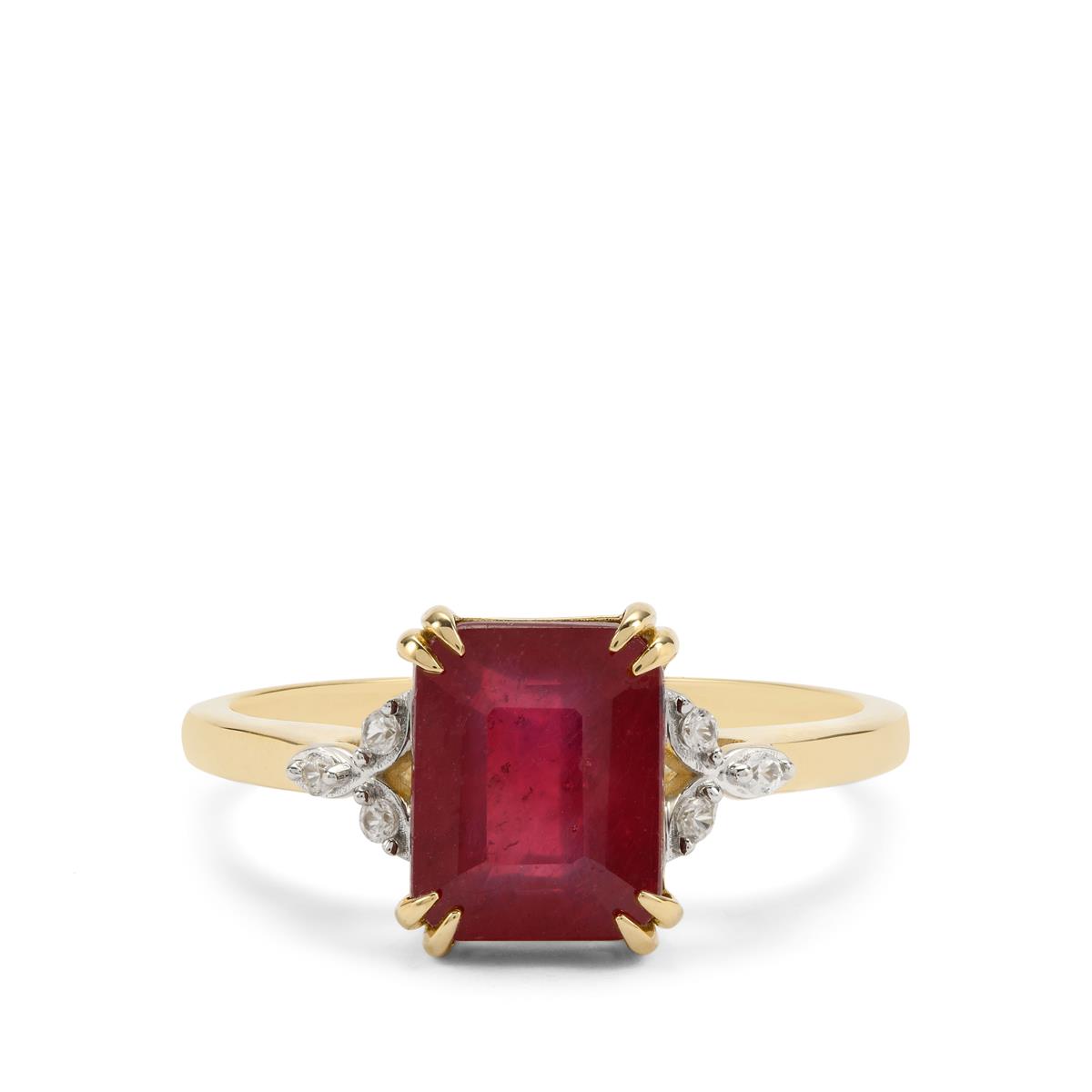 Bemainty Ruby Ring with White Zircon in 9K Gold 3.60cts | Gemporia