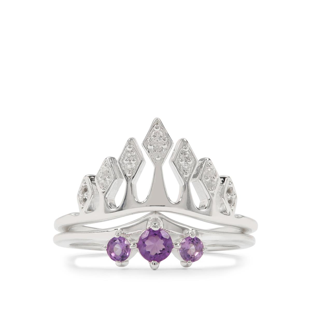 Bahia, Rose de France Amethyst Ring With White Topaz in Sterling Silver ...