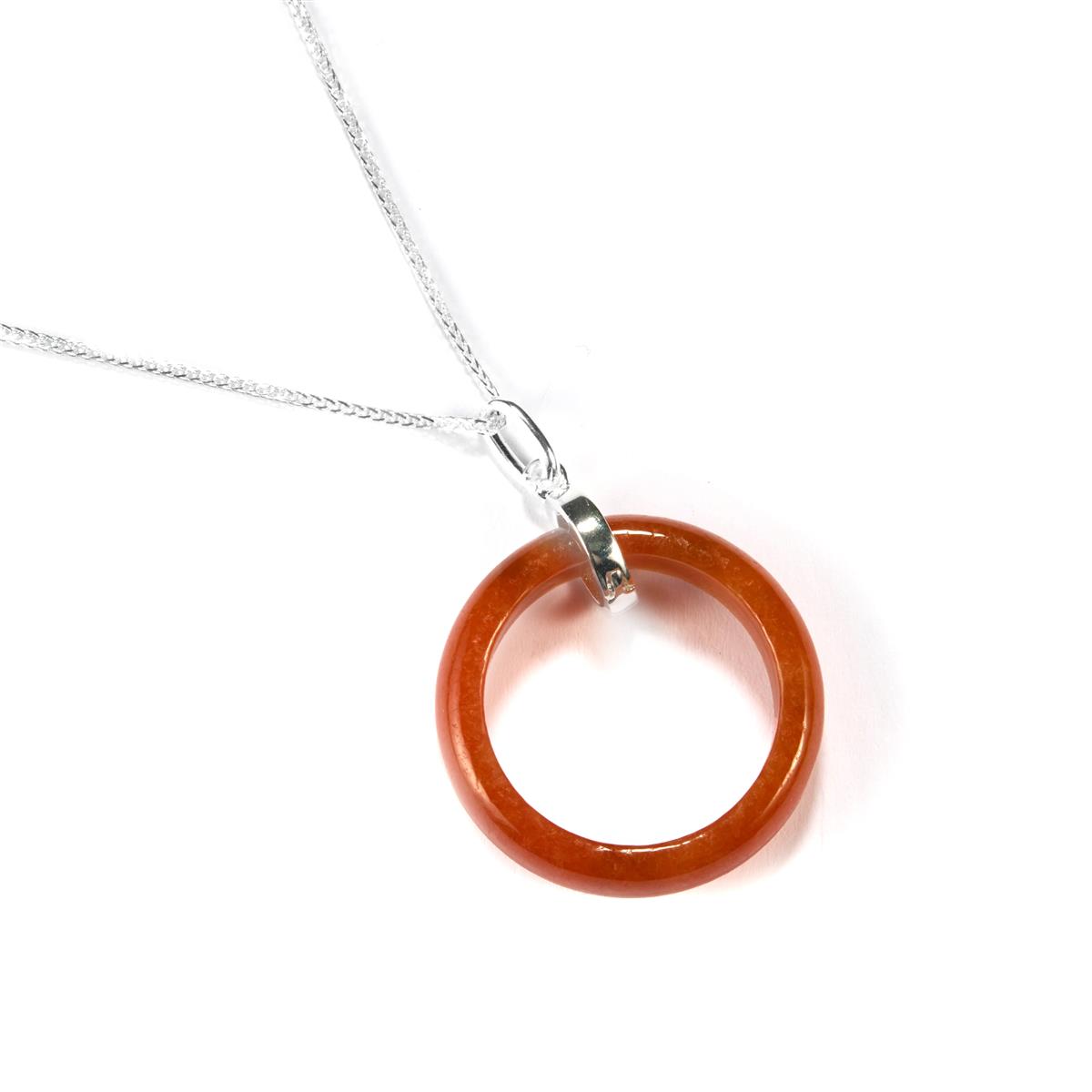 Red Jadeite Ring and Sterling Silver Chain | Gemporia