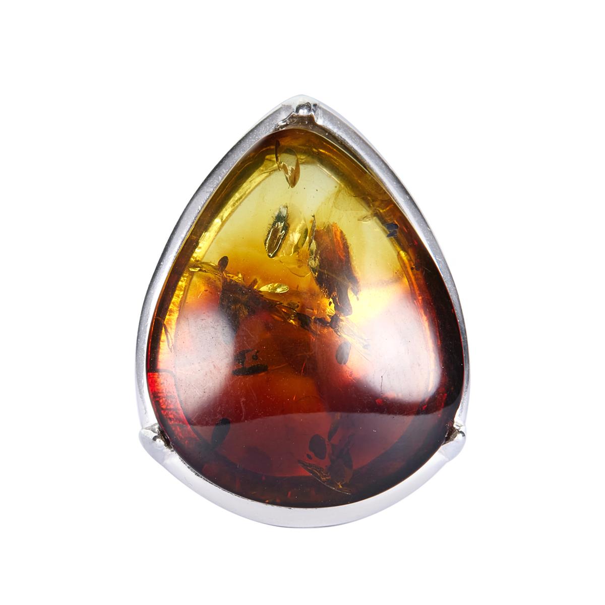 Baltic Ombre Amber Ring in Sterling Silver (22 x 18mm) | Gemporia