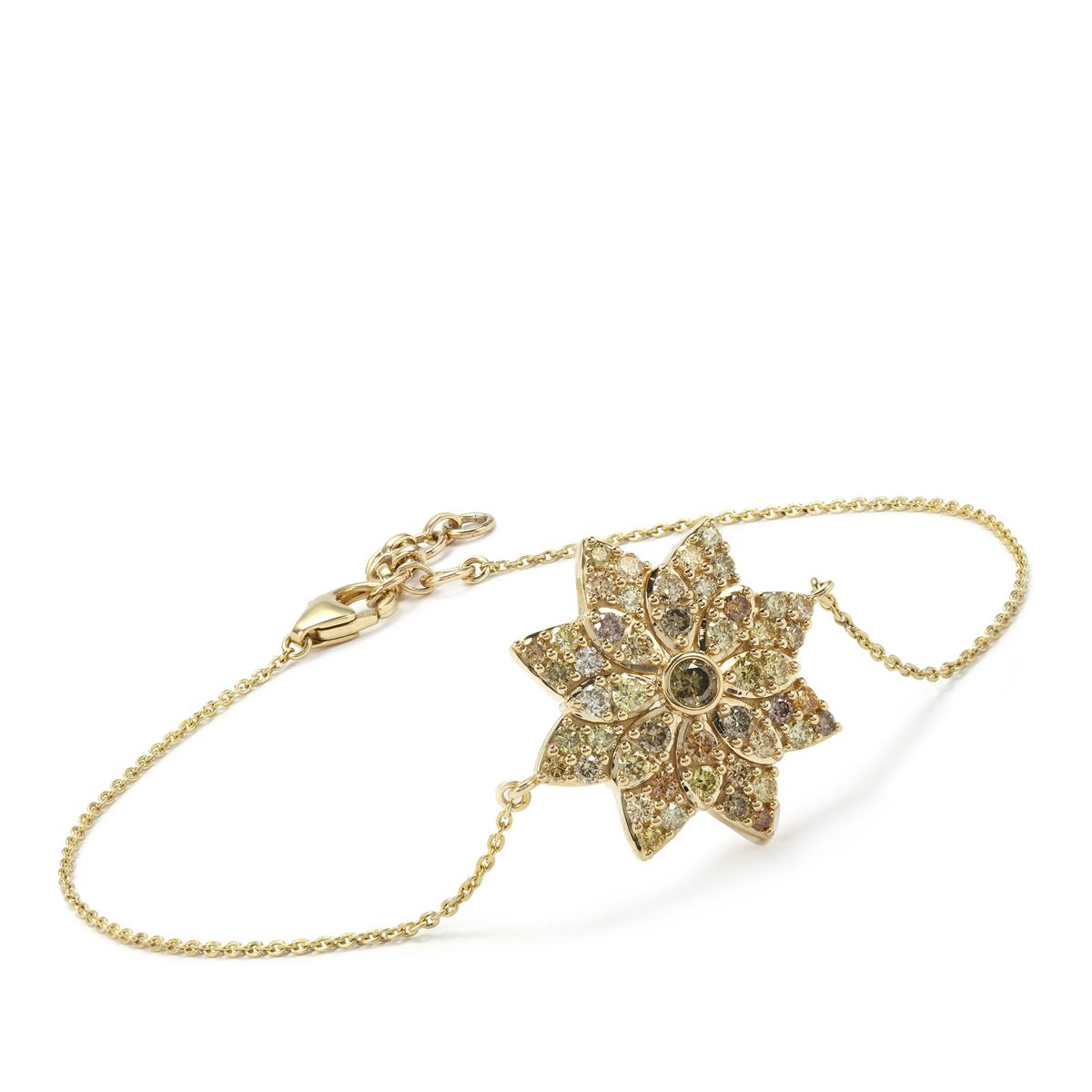 Multi-Colour Natural Brazilian Diamond Bracelet in 9K Gold 1ct | Gemporia