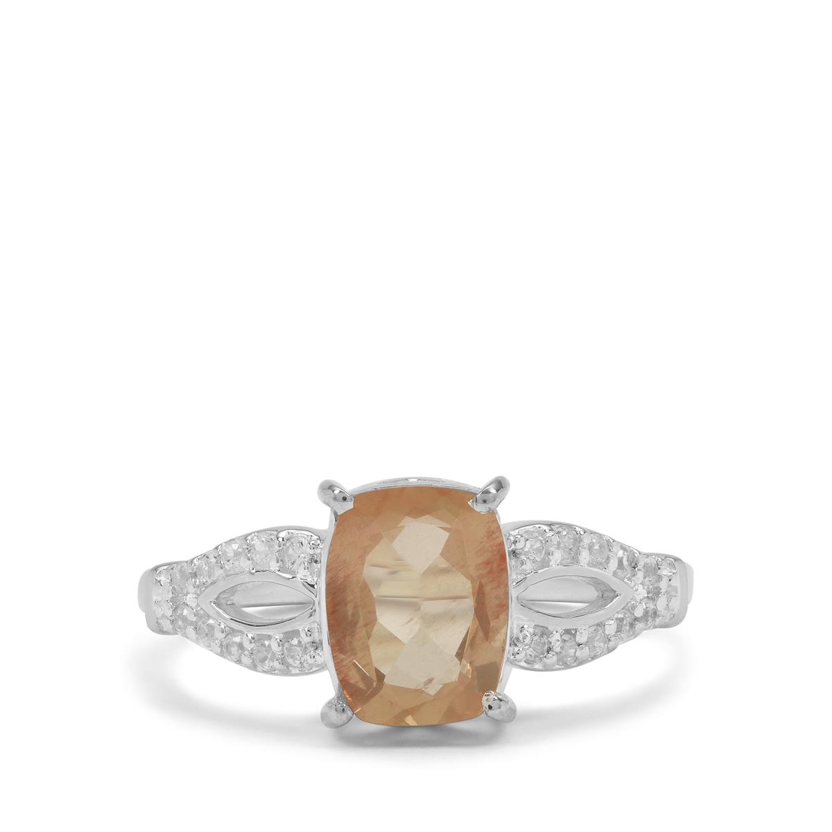 Imperial Mongolian Andesine Ring with White Zircon in Sterling Silver 2 ...