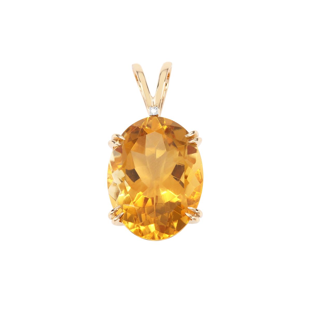 Diamantina Citrine Pendant with Diamond in 9K Gold 8.54cts | Gemporia