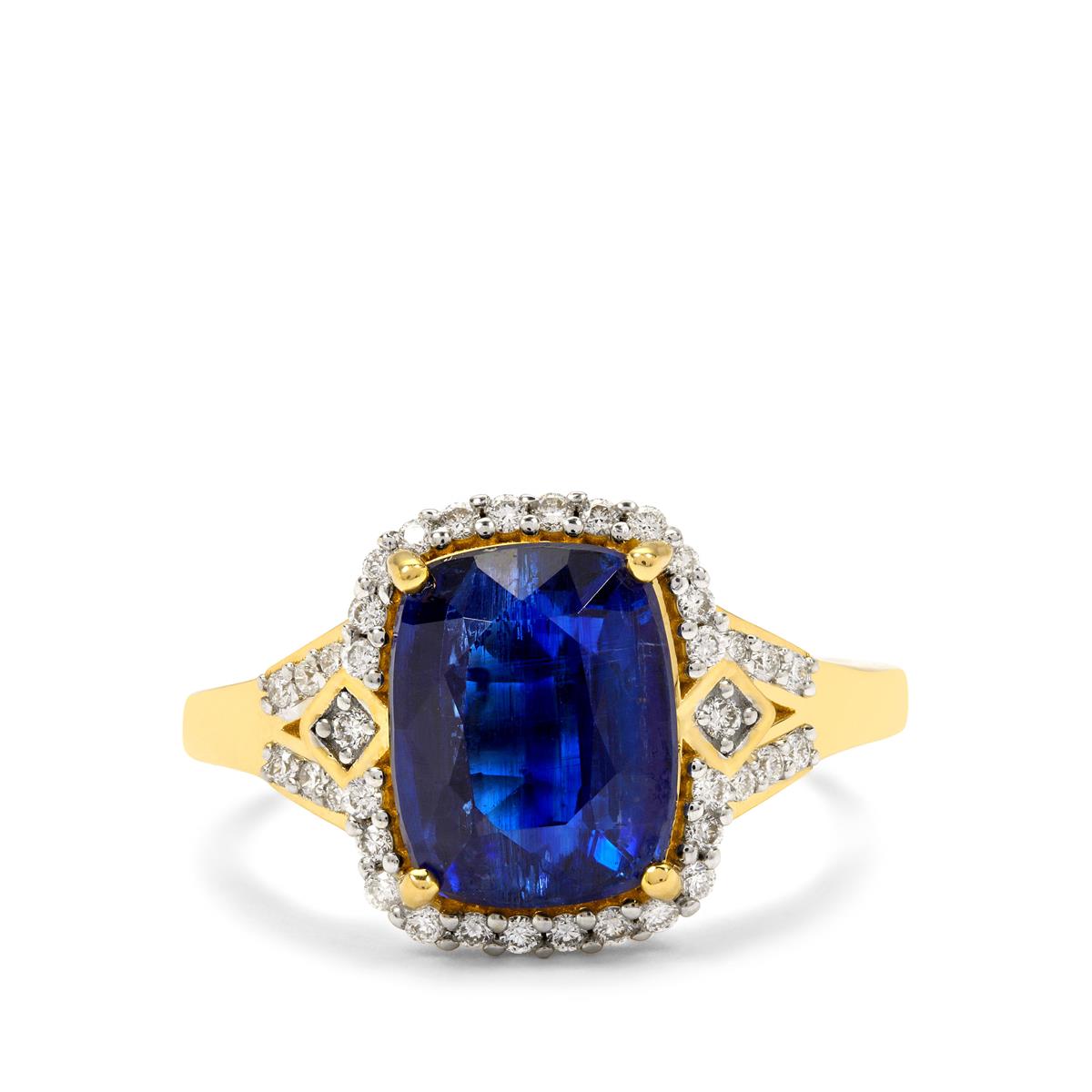 Nilamani Ring with Diamonds in 18K Gold 4.29cts | Gemporia