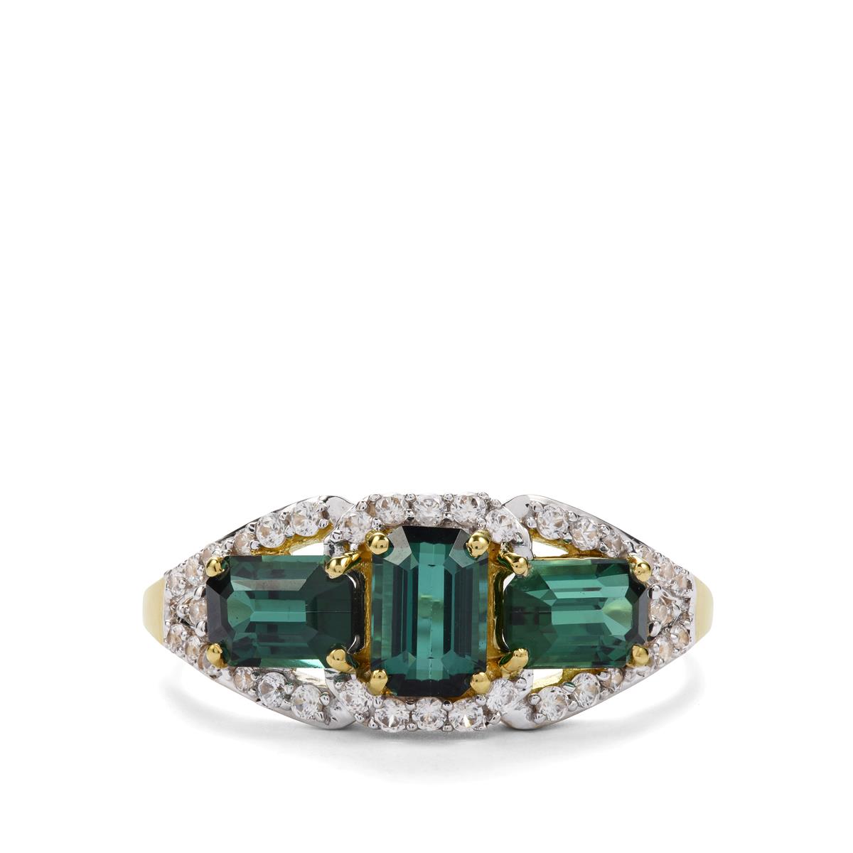 Mutuca Indicolite Ring with White Zircon in 9K Gold 2.30cts | Gemporia