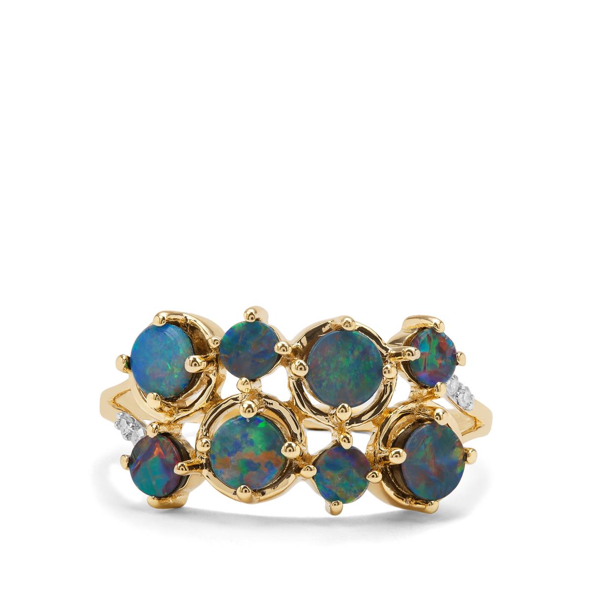 Crystal Opal on Ironstone Ring with Diamond in 9K Gold | Gemporia