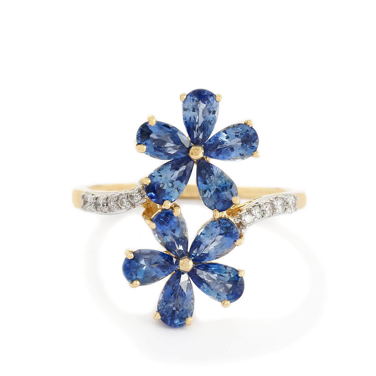 Ceylon Sapphire & Diamond 14k Gold Tomas Rae Ring ATGW 2.38cts | Gemporia