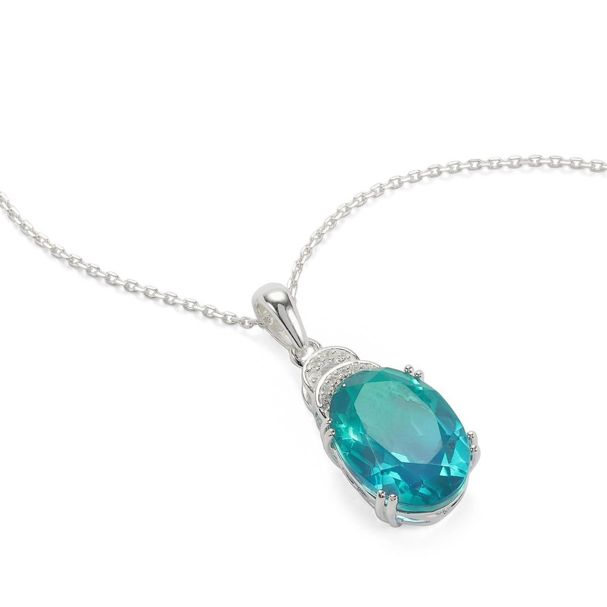 Ocean Quartz Pendant with White Topaz in Sterling Silver 6cts | Gemporia