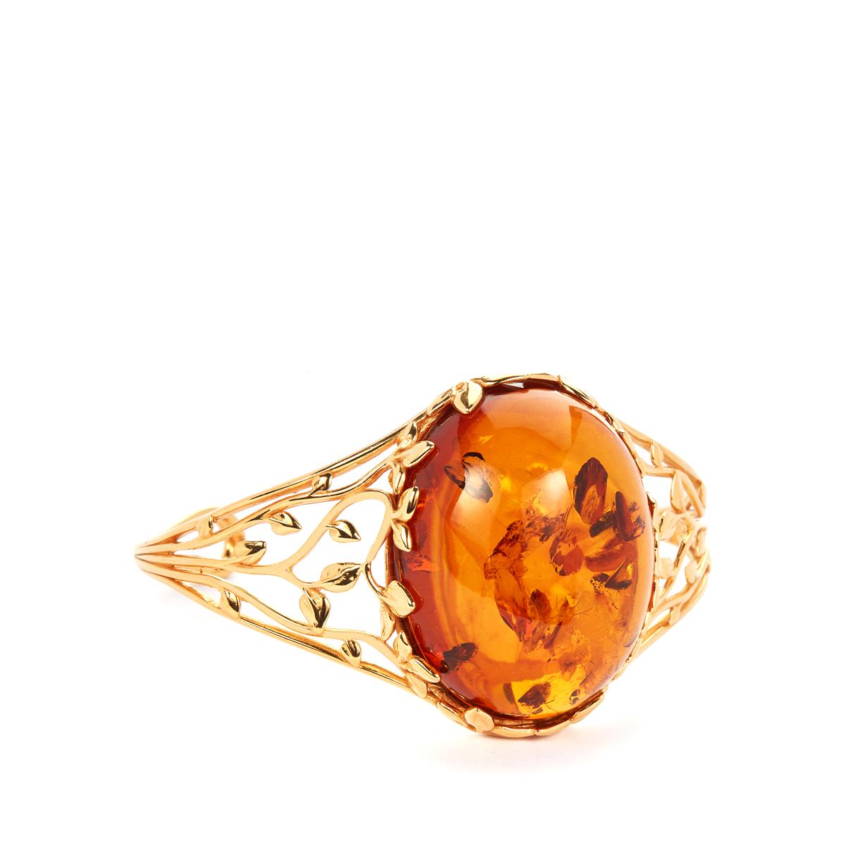 Baltic Cognac Amber Gold Tone Sterling Silver Bangle (36x29mm) | Gemporia
