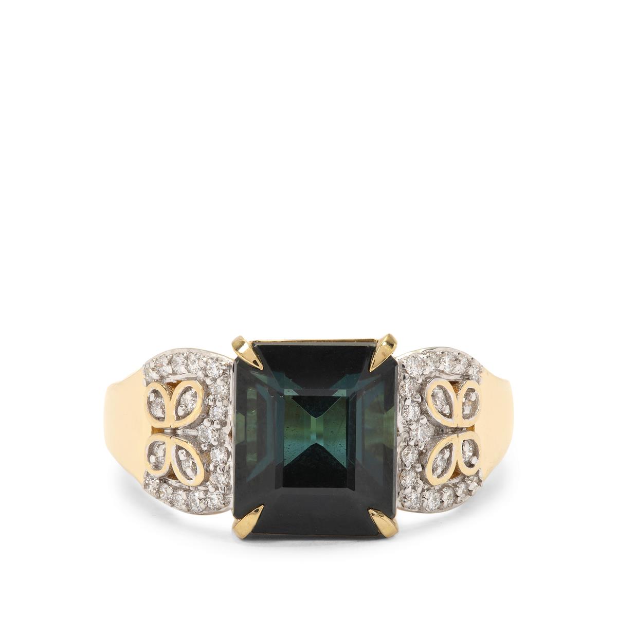 Mutuca Indicolite Ring with Diamond in 18K Gold 4.37cts | Gemporia