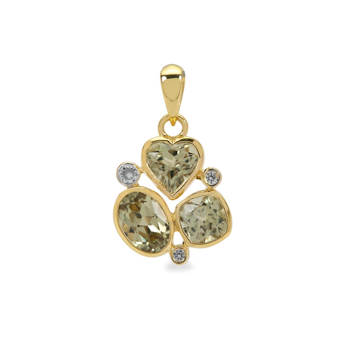 Csarite® Pendant with White Zircon in 9K Gold 2.40cts | Gemporia