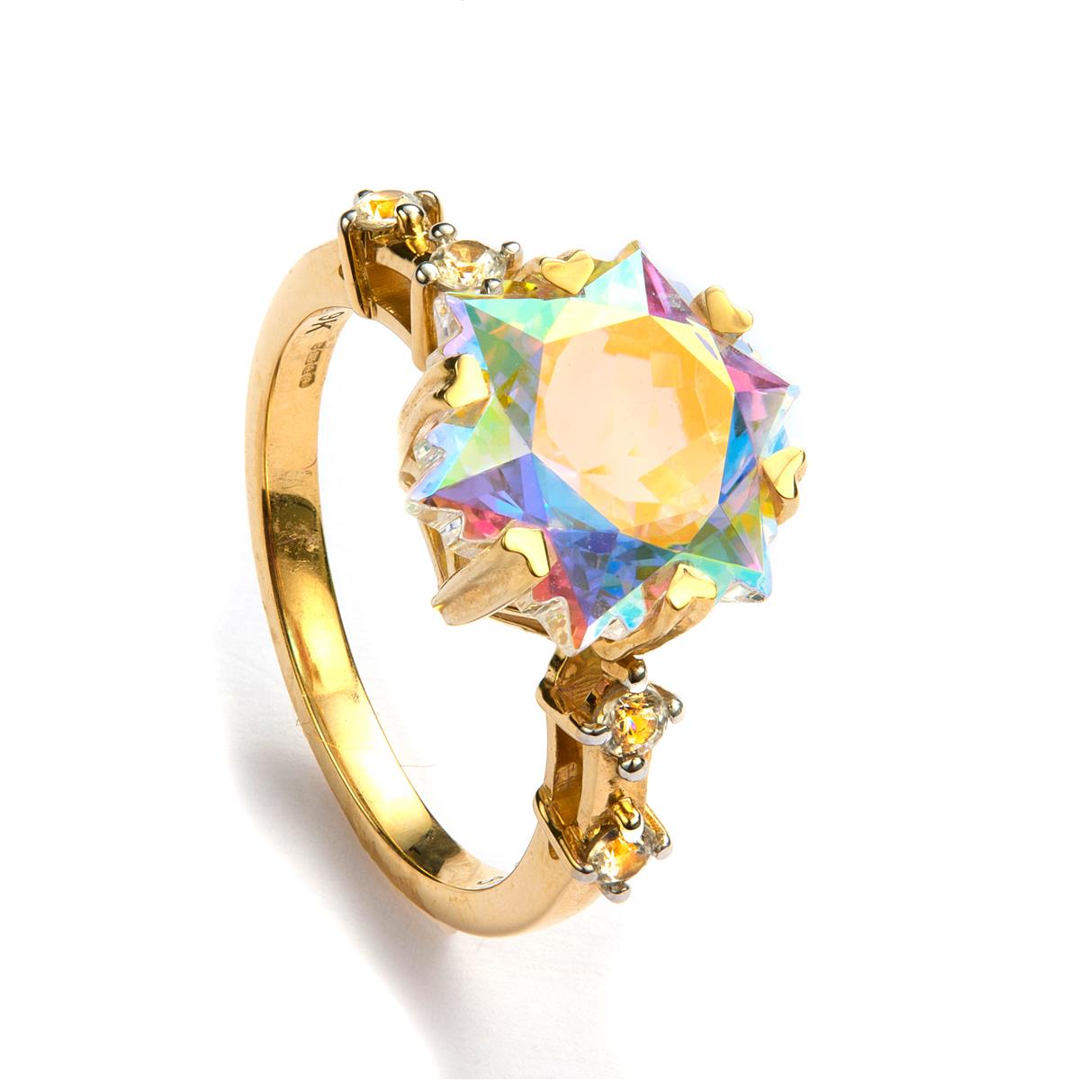 Mercury Mystic Topaz Ring with White Zircon in 9K Gold 5.80cts | Gemporia