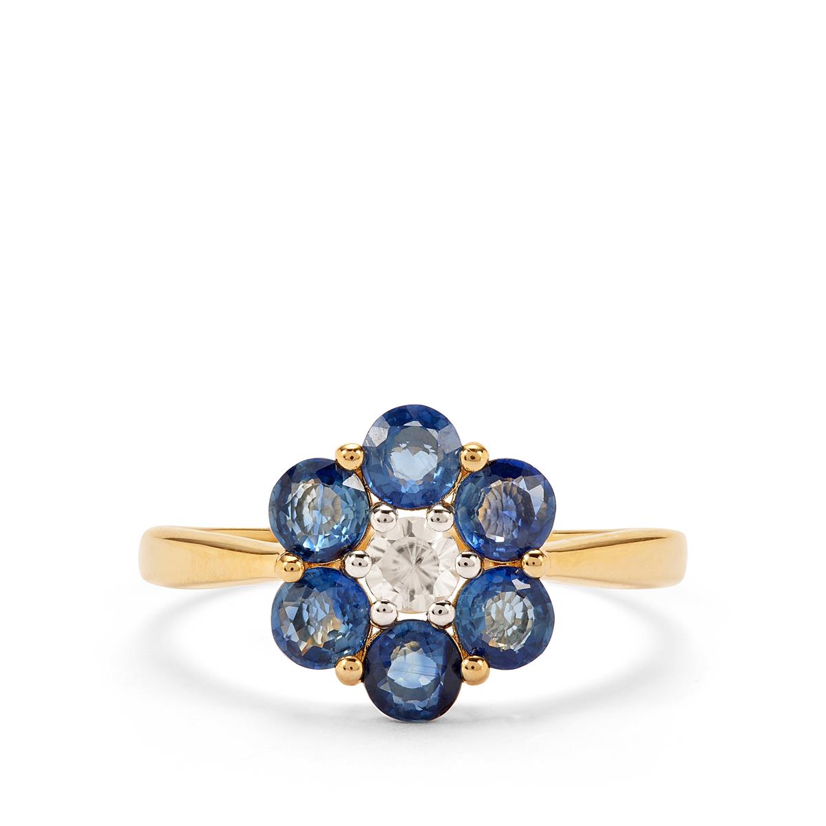 Australian Blue Sapphire Ring with White Zircon in 9K Gold 2cts | Gemporia