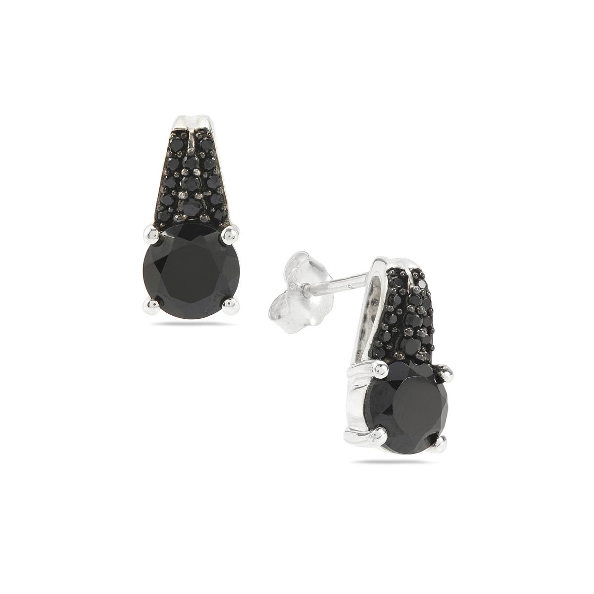 Black Spinel Earrings in Sterling Silver 2.35cts | Gemporia