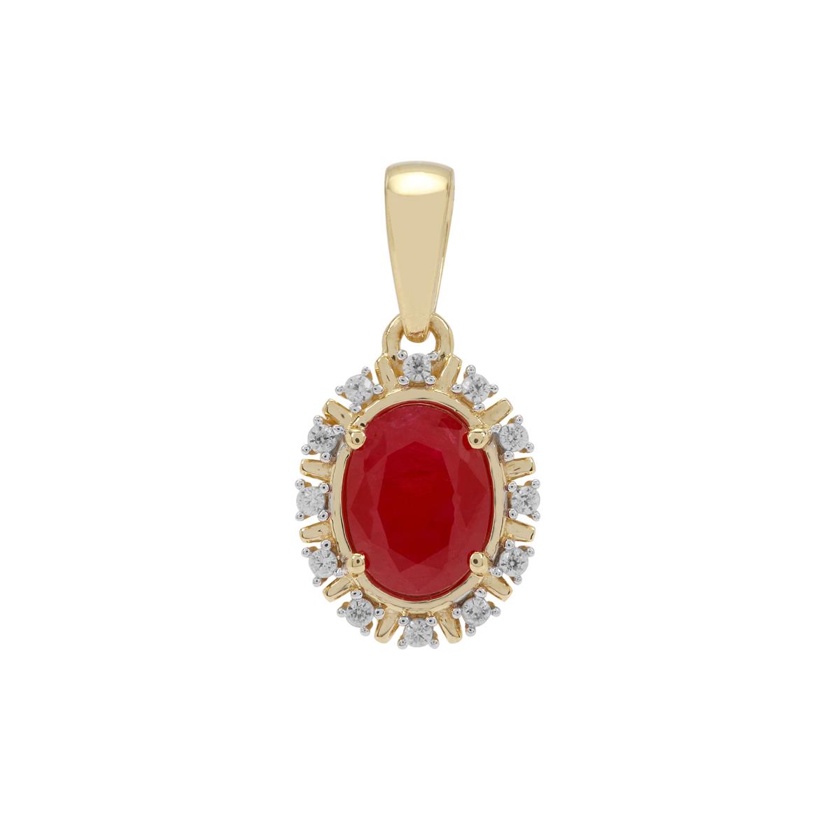 Burmese Ruby Pendant with White Zircon in 9K Gold 1.70cts | Gemporia