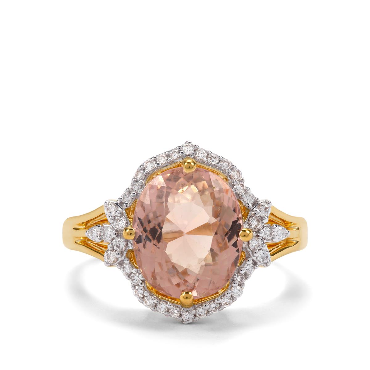 Congo Pink Tourmaline Ring with Diamond in 18K Gold 5.25cts | Gemporia