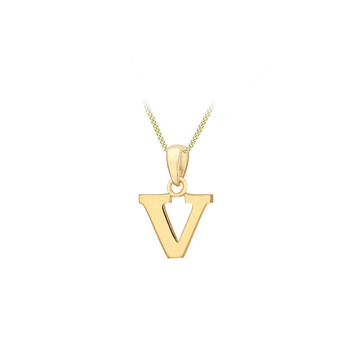 Letter 'V' Pendant in 9K Gold | Gemporia