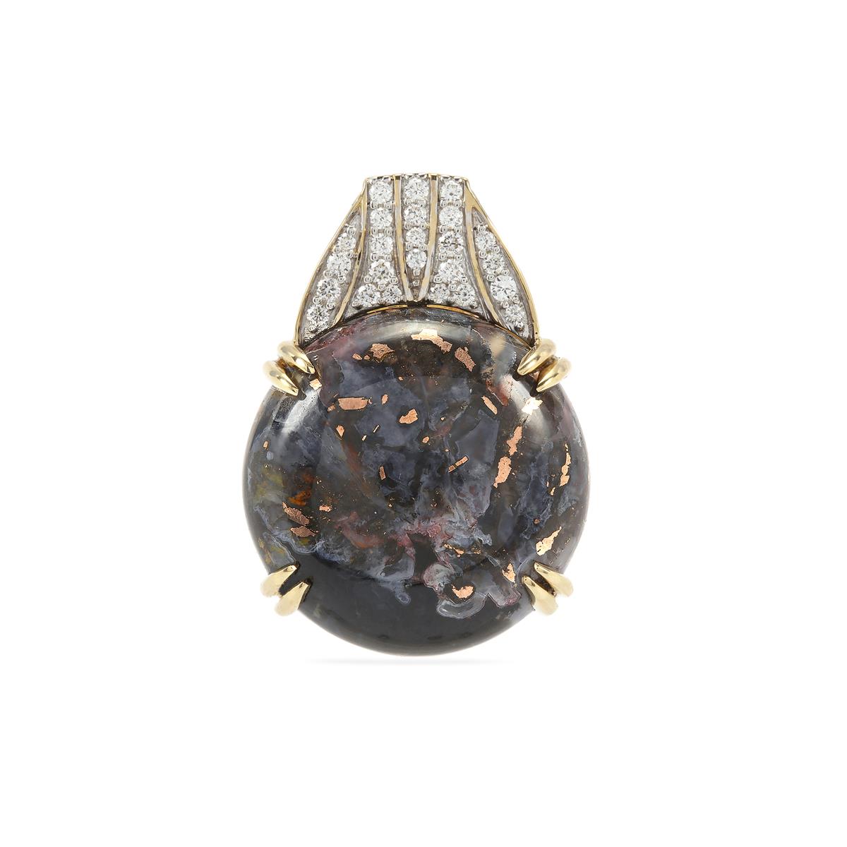 Aquadite Noir Pendant with Diamond in 18K Gold 17.80cts | Gemporia