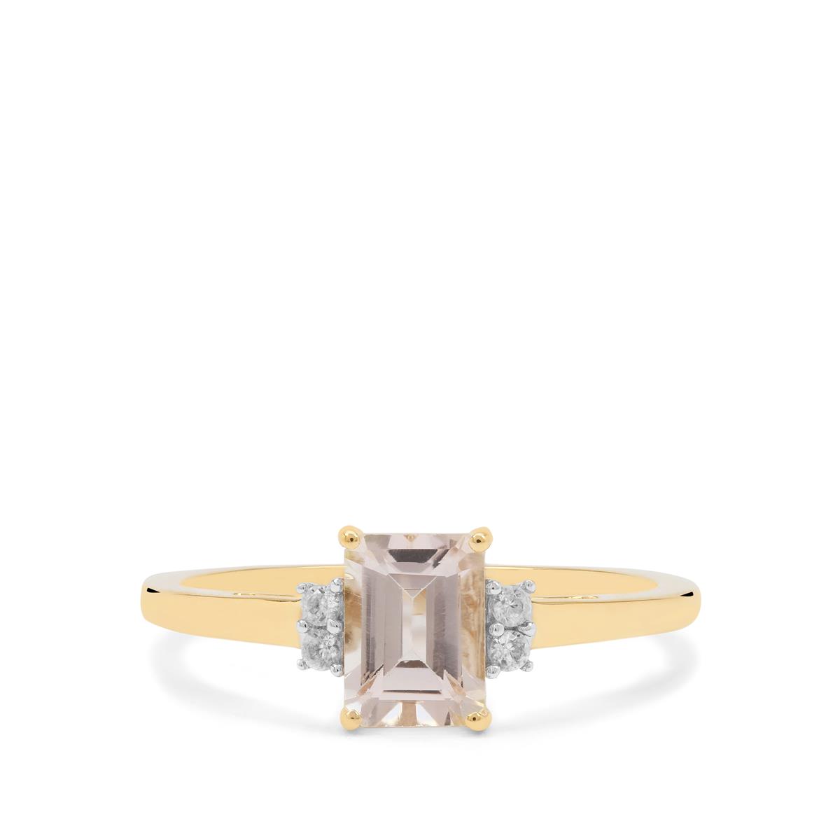 Rose Danburite Ring with White Zircon in 9K Gold 1cts | Gemporia