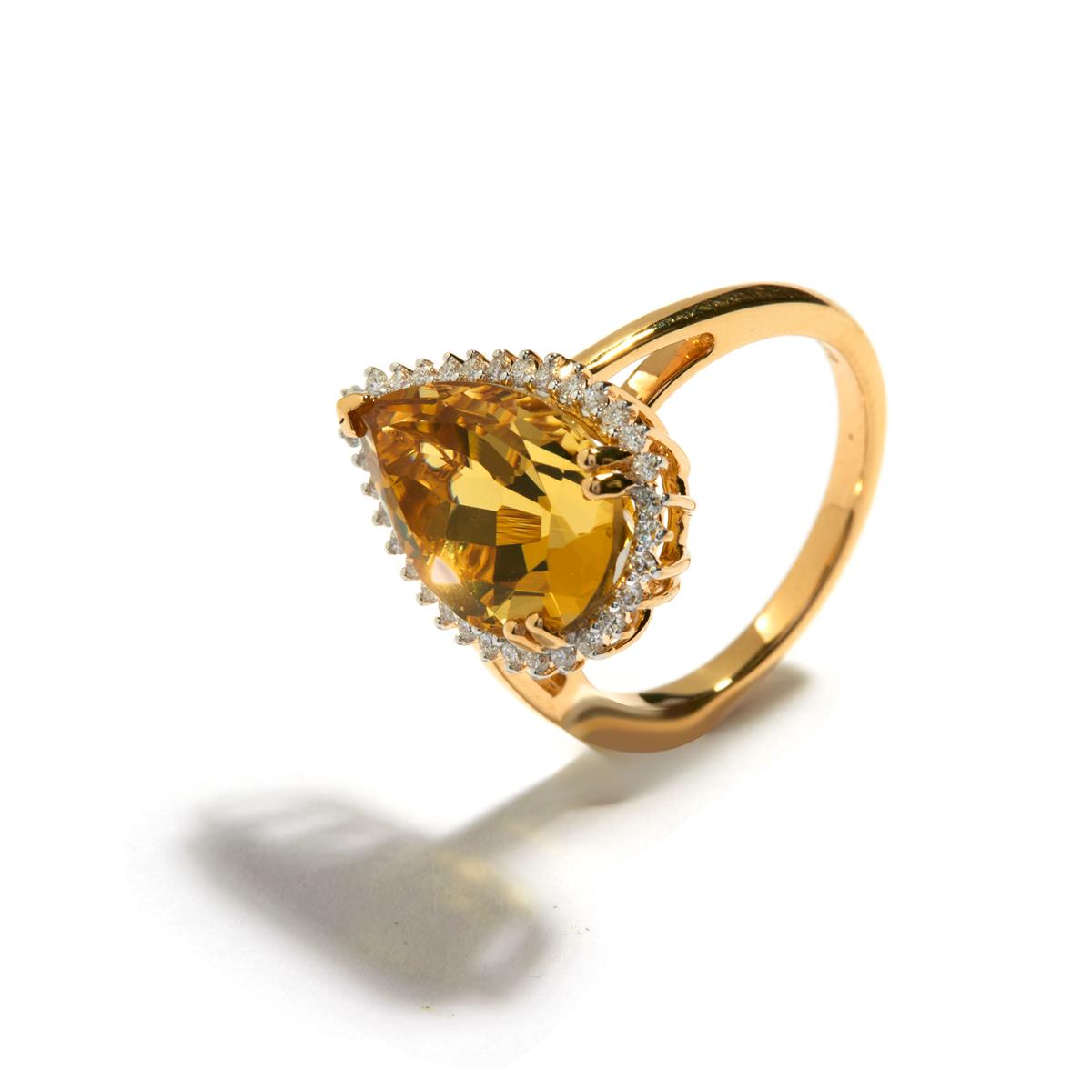 Heliodor & Diamond 18K Gold Ring MTGW 6.38cts | Gemporia