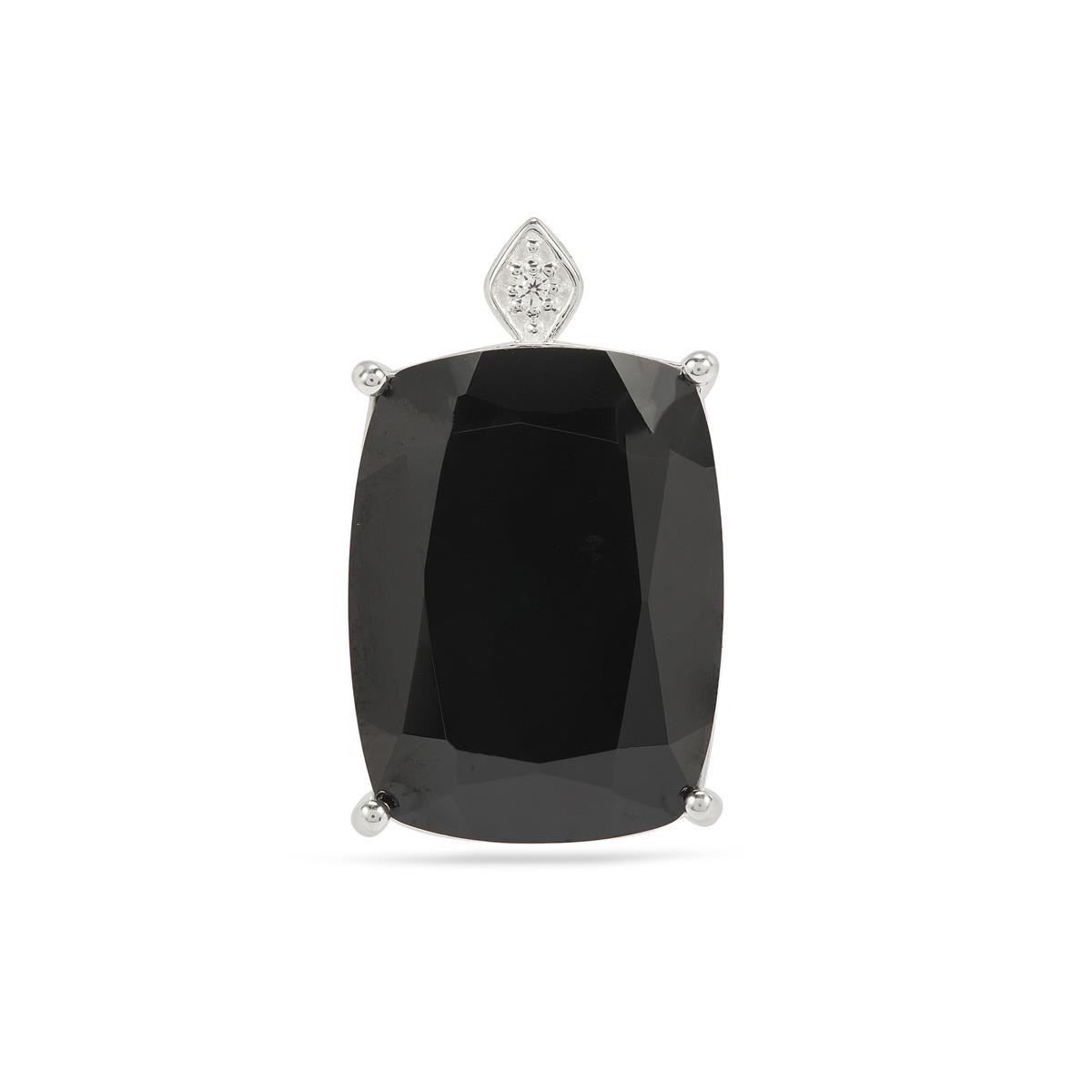 Black Spinel Pendant with White Zircon in Sterling Silver 25.20cts ...