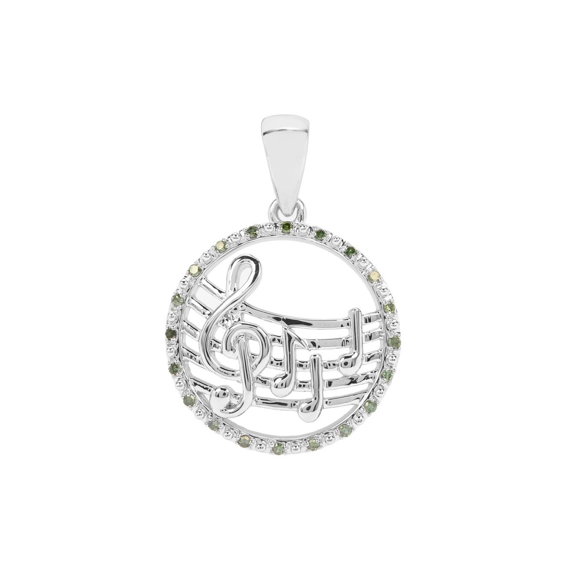 Green Diamond Treble Clef, Quaver & Crotchet Note Pendant in Sterling ...