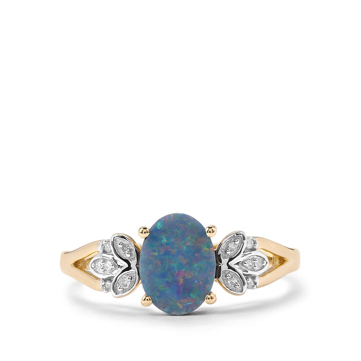Crystal Opal on Ironstone Ring with Diamond in 9K Gold | Gemporia