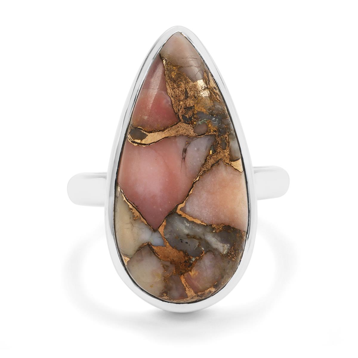 Copper Mojave Pink Opal Ring in Sterling Silver 12cts | Gemporia