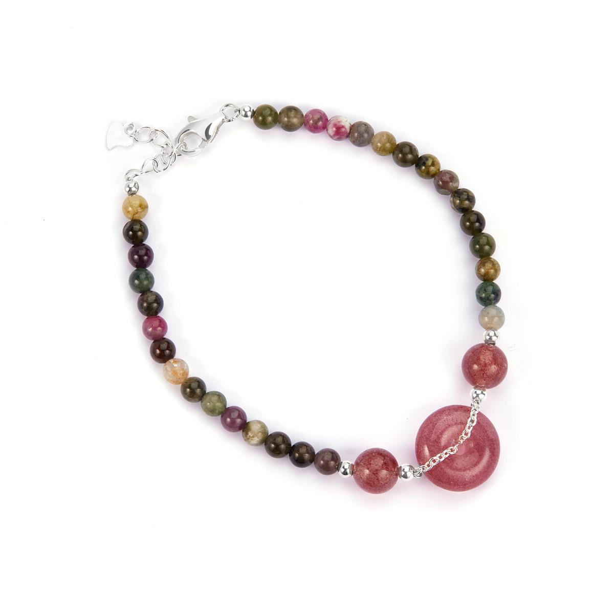 Strawberry Quartz & Multi-Colour Tourmaline Sterling Silver 'Huaigu ...