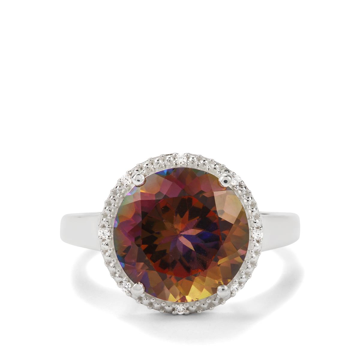 Purple Fire Topaz Ring with White Zircon in Sterling Silver 8.20cts ...