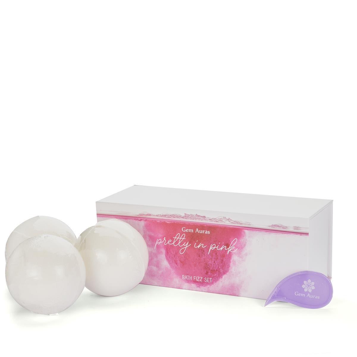 Gem Auras Pretty in Pink Bath Fizz Set with a White Jade Heart ATGW 7 ...